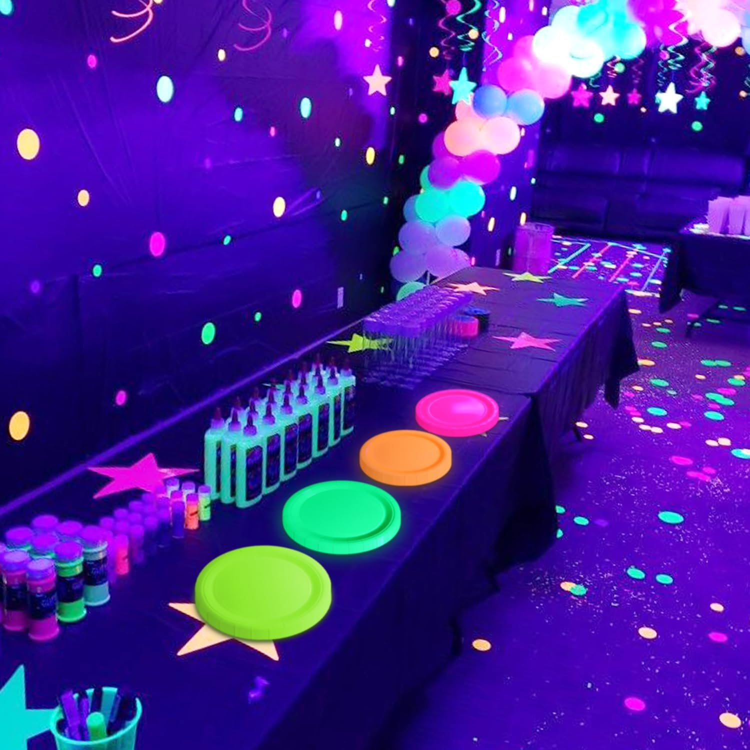 Snapklik.com : XJLANTTE 80 PCS Glow In The Dark Plates Neon Party ...