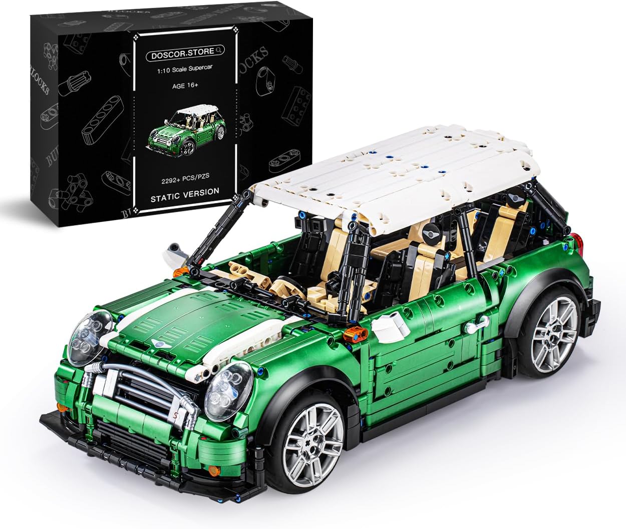Amazon.com: DOSCOR Retro Building Kit, Cooper Car Set, 1:10 Scale ...