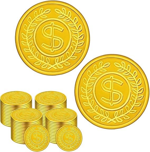 Amazon.com: SpinLaLa 100 Count Plastic Gold Coins Set, Pirate Treasure ...