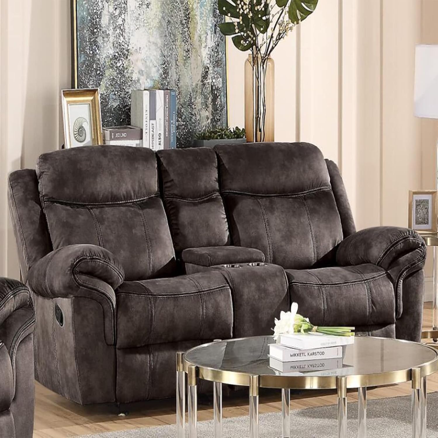 Amazon.com: Velvet Recliner Chairs,Loveseat Recliner Sofa with Cup ...