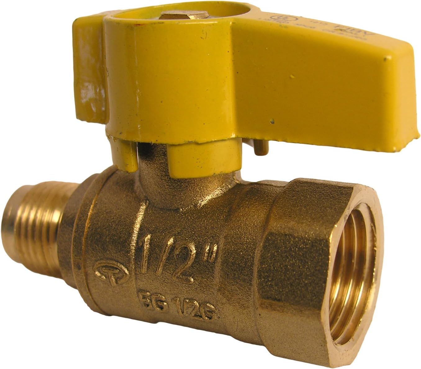 LASCO 10-1617 Angle Gas Ball Valve with 1/2-Inch Flare and 1/2-Inch ...