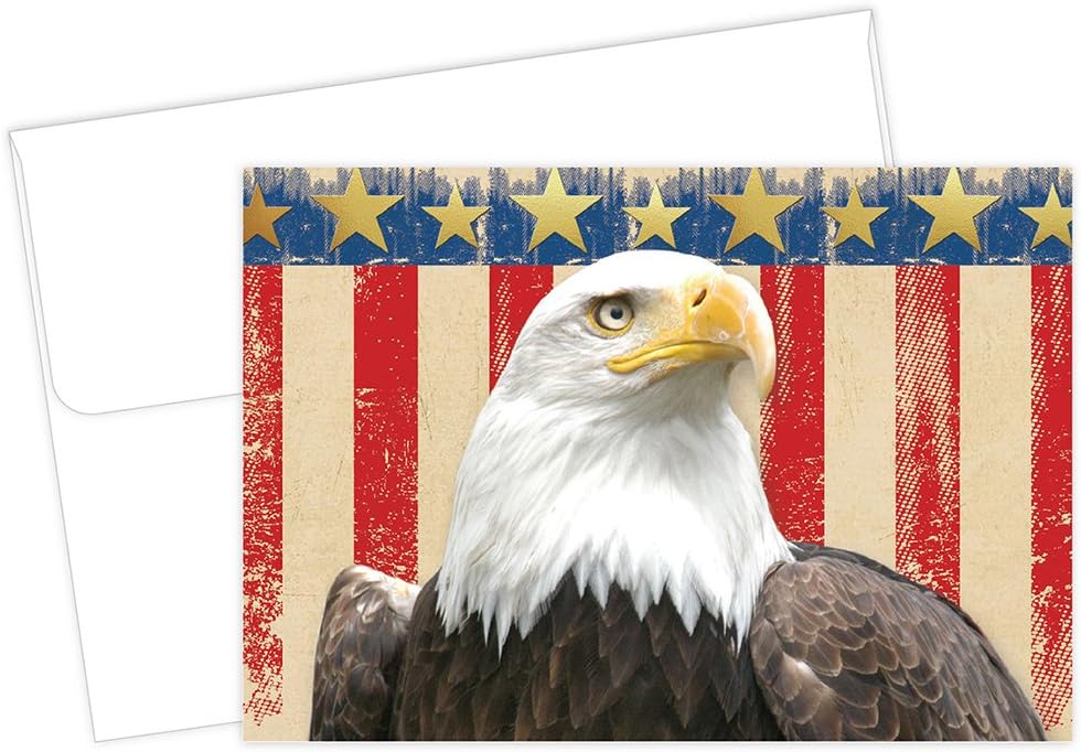 Amazon.com: Note Card Cafe Patriotic Greeting Cards Set with Red ...