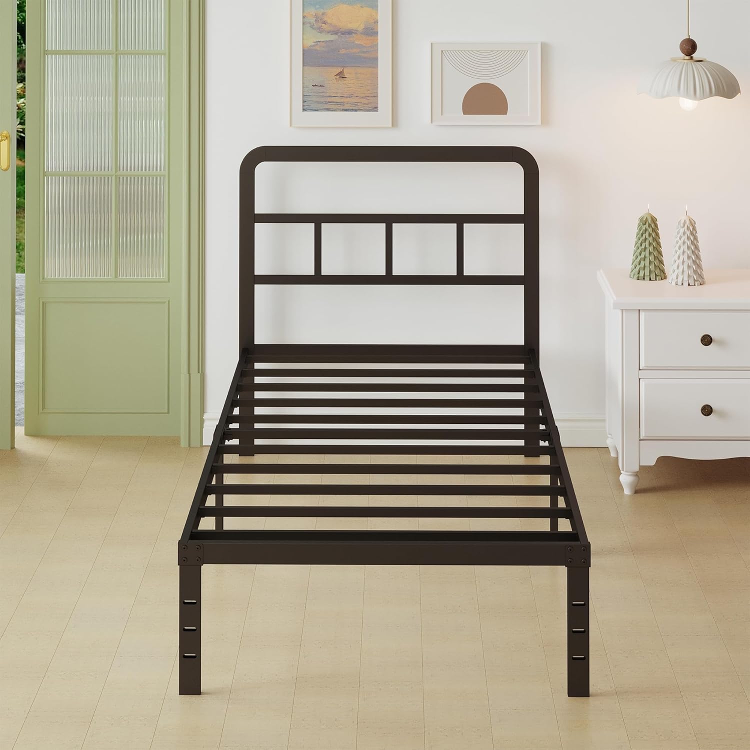 Lutown-Teen Small Single Bed Frame 2ft 6 with Curved Headboard, Heavy ...