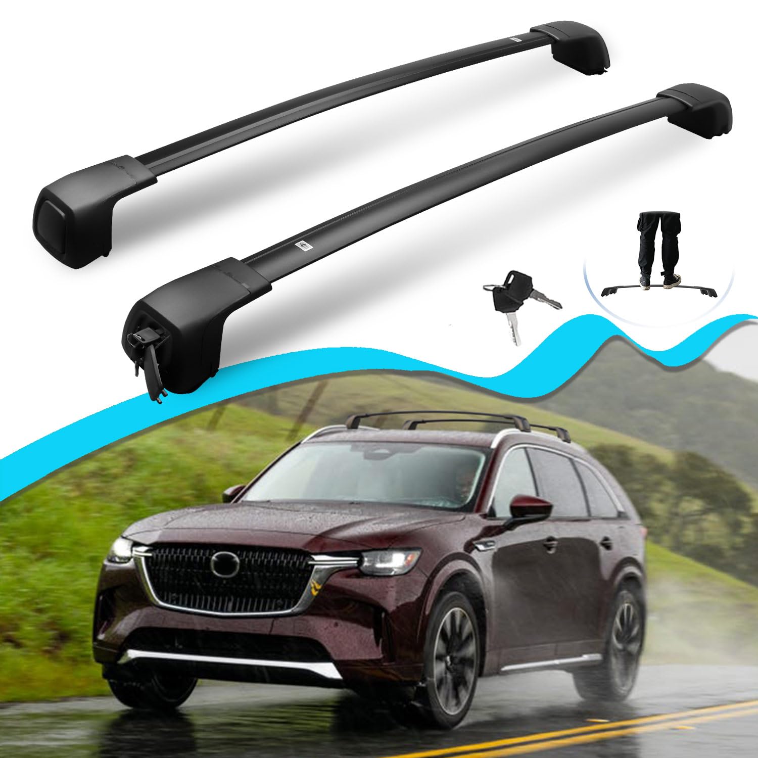 Amazon.com: SNIXWOO Upgraded Lockable Roof Racks Cross Bars for Mazda ...