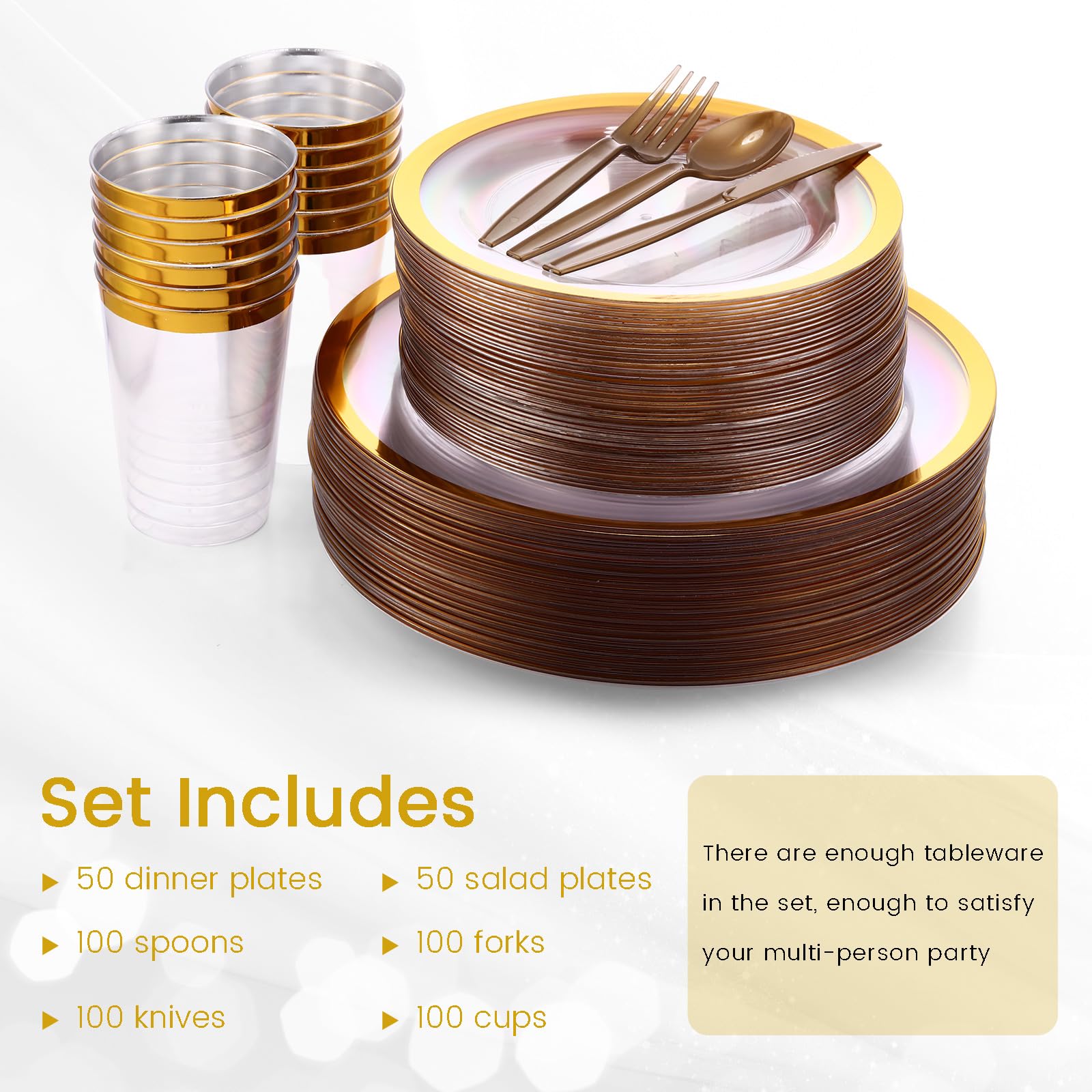 Snapklik.com : Norme 500 Pcs Disposable Plastic Dinnerware Set For 100 ...