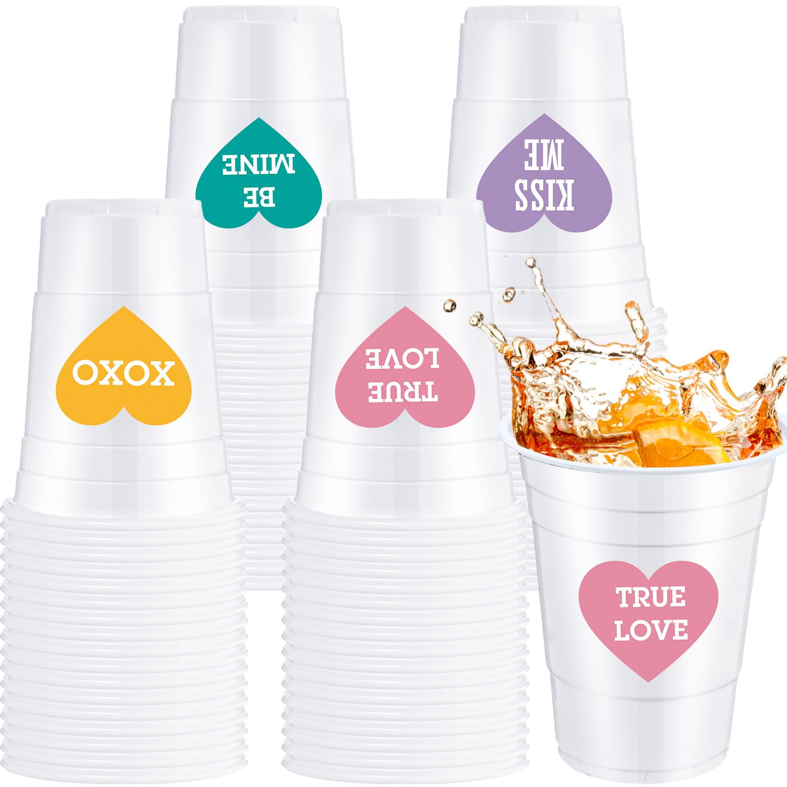 Amazon.com: Potchen 36 Pcs 16 oz Valentine's Day Plastic Cups ...