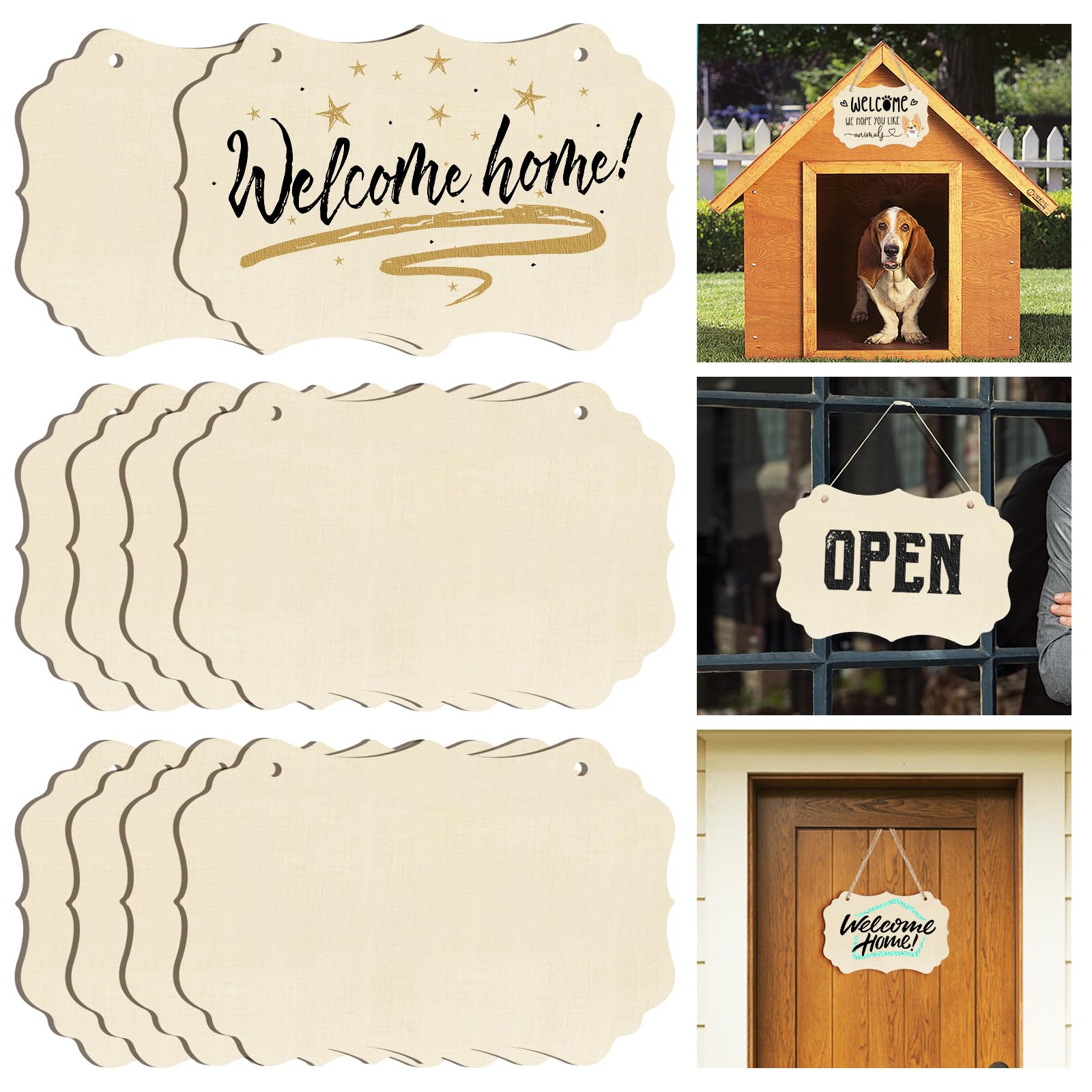 Amazon.com: Large Rectangle-Shaped Wooden Welcome Door Sign to Paint ...