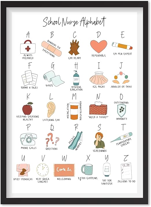 Amazon.com: School Nurse Alphabet Print Abc Office Wall Decor Therapy ...