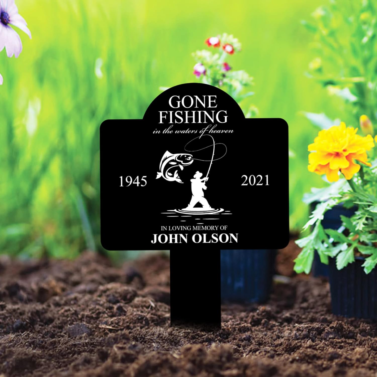 Amazon.com: WOAH WOAH Personalized Gone Fishing in Heaven Memorial ...