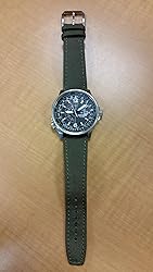 Amazon.com: FANMIS 22mm Military Green Fabric Leather Strap Watch Band ...