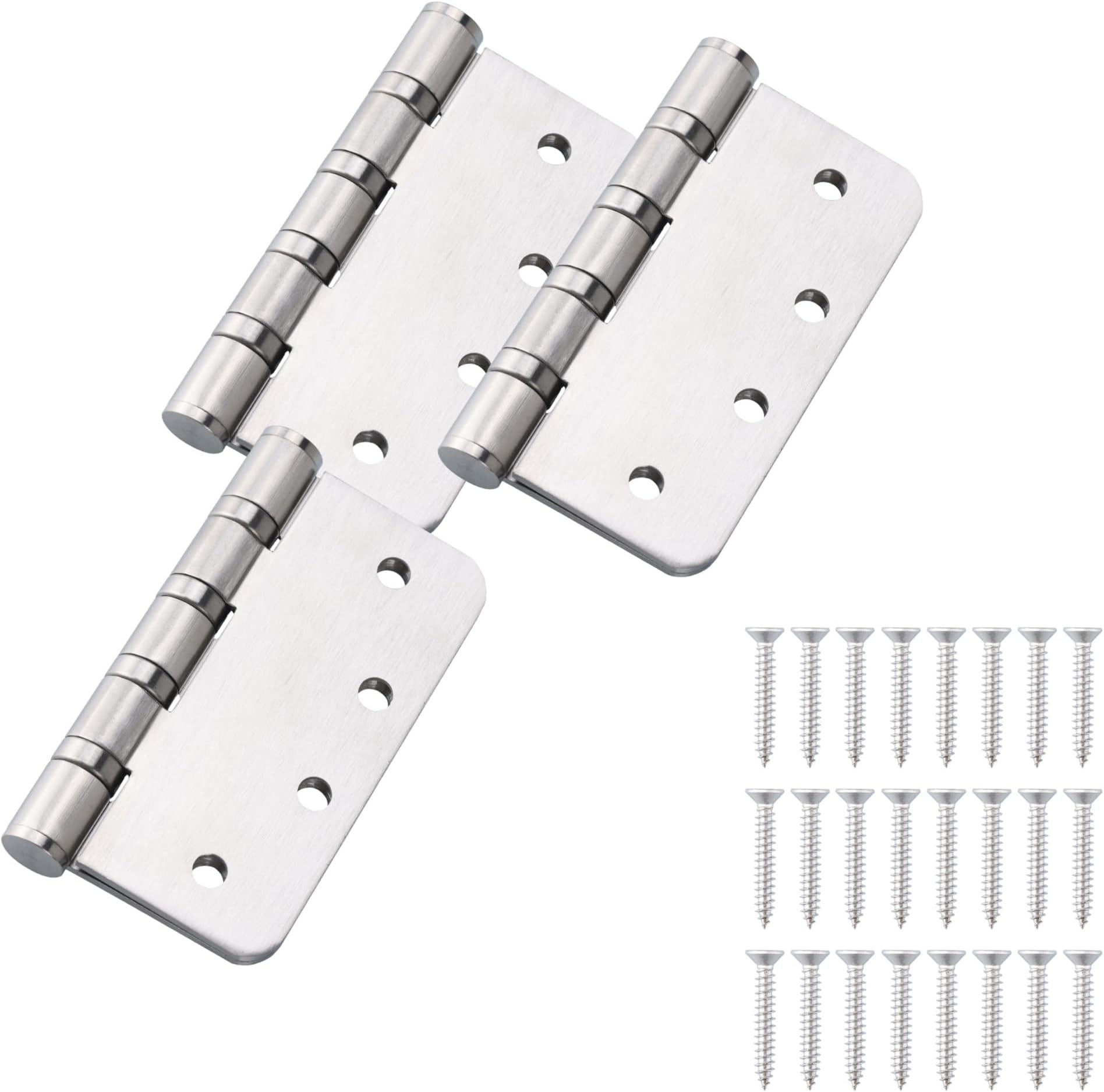 Satin Nickel Ball Bearing Door Hinges 4 inch with 1/4 inch Radius ...