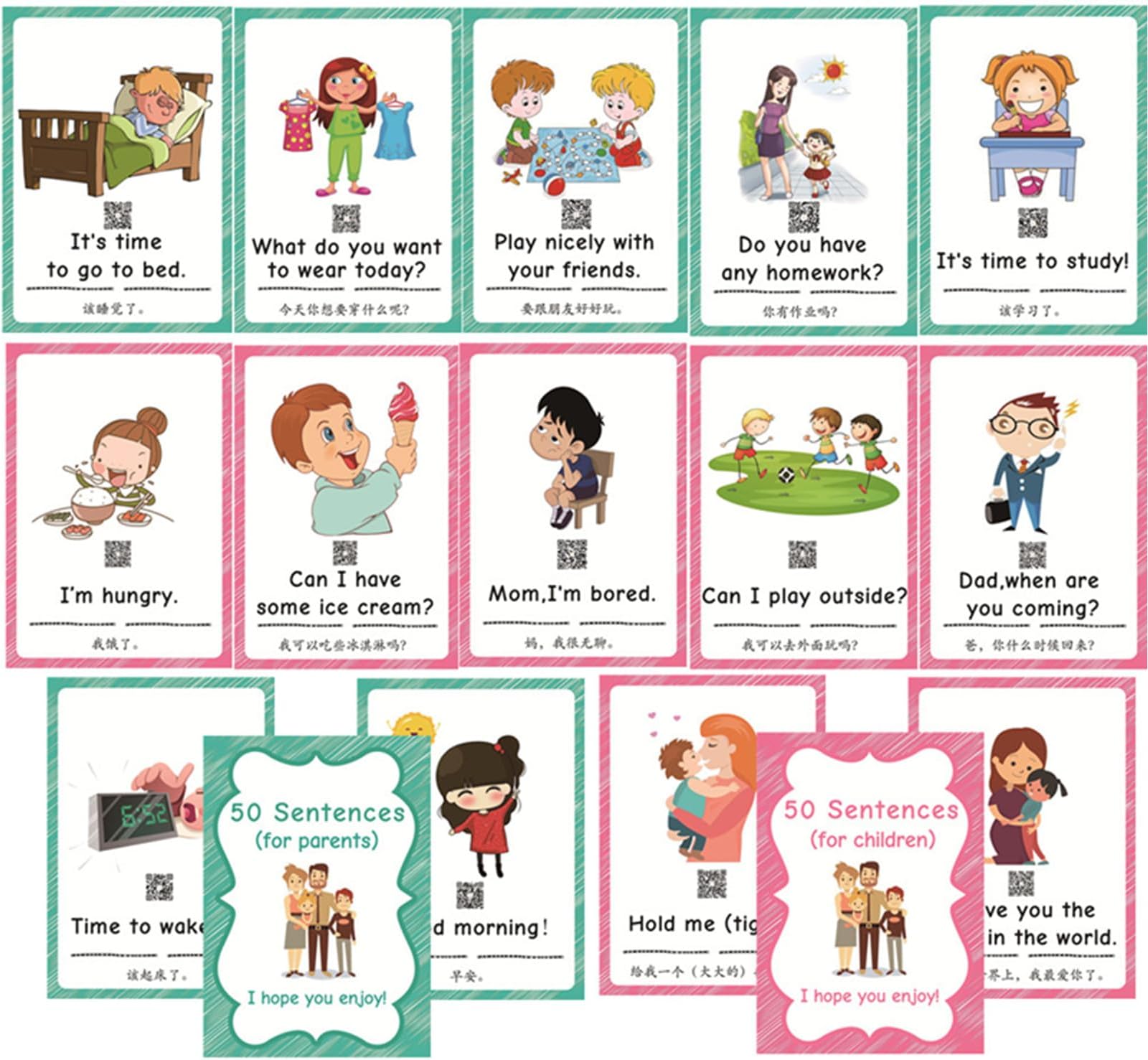Yiyee 100 Parent Child Daily Conversation Starters Cards Learning First ...