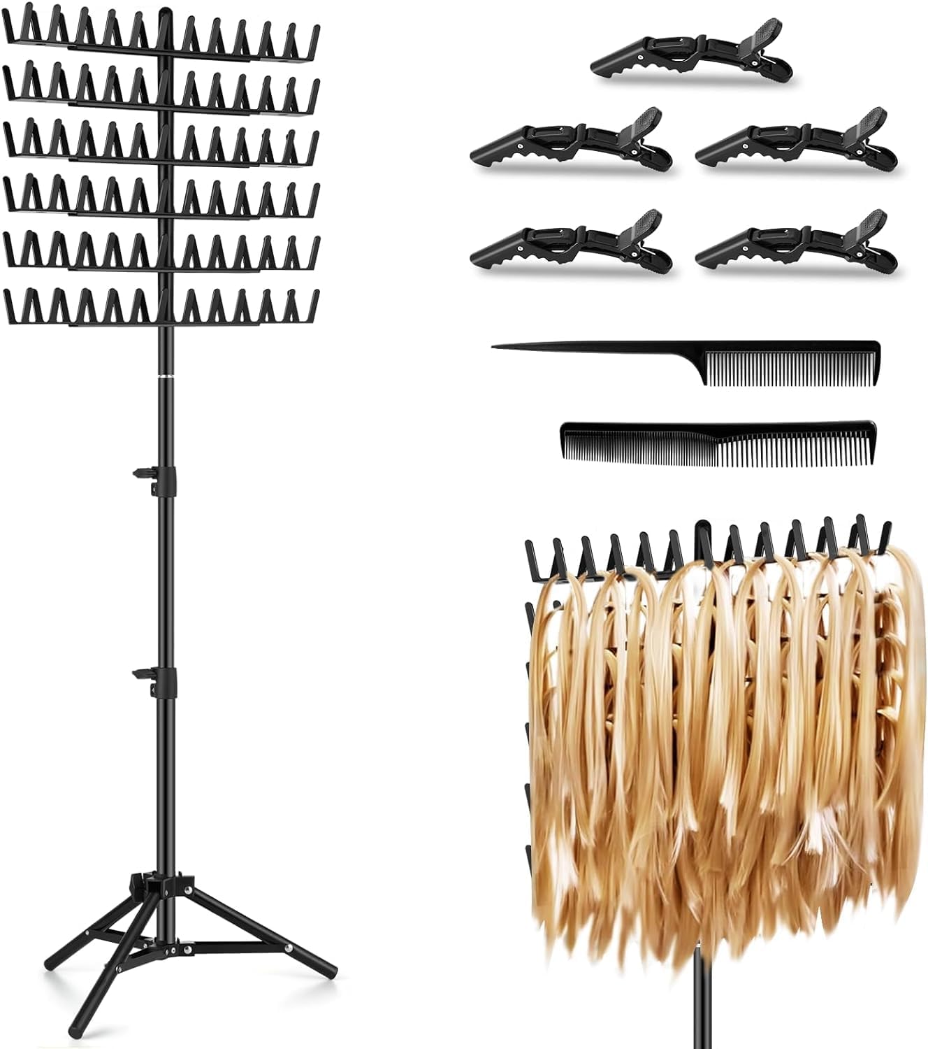 Amazon.com: OLMRJKD Hair Extension Holder with Hair Braiding Tools Hair ...