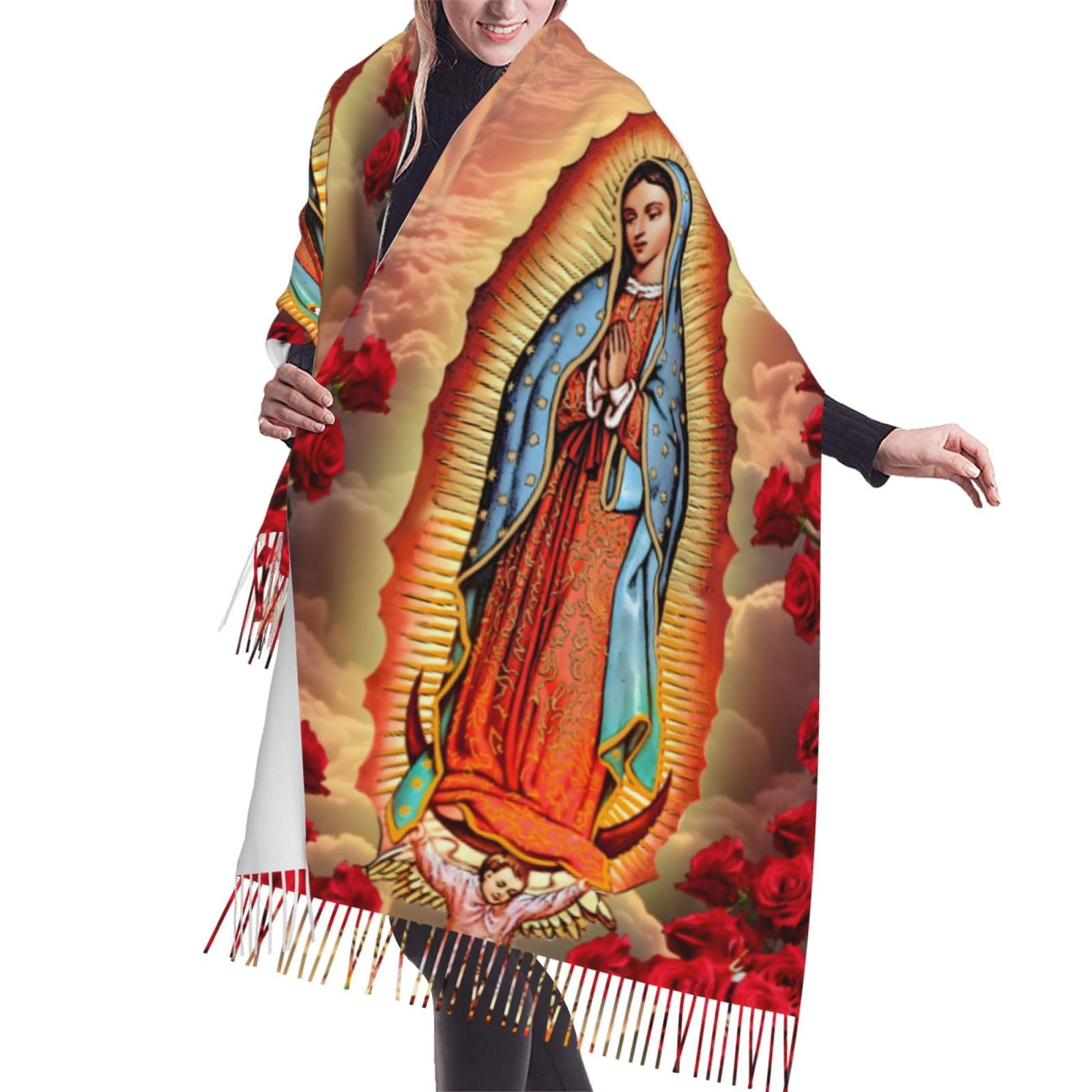 Christian Jesus Cross Scarves for Women Large Lightweight Floral Flower ...