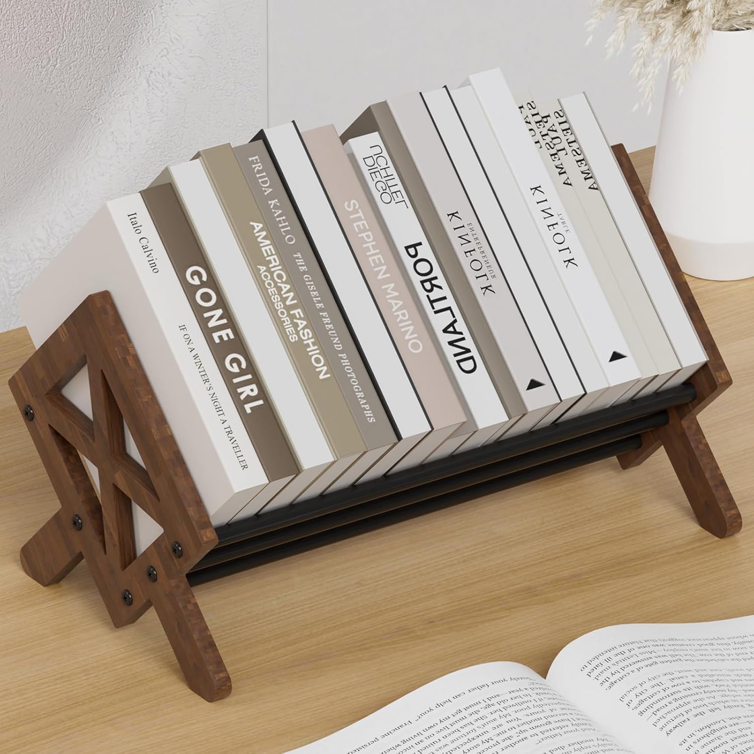THYGIFTREE Wood Tilting Bookcase in Living Room/Home/Office, Desktop ...