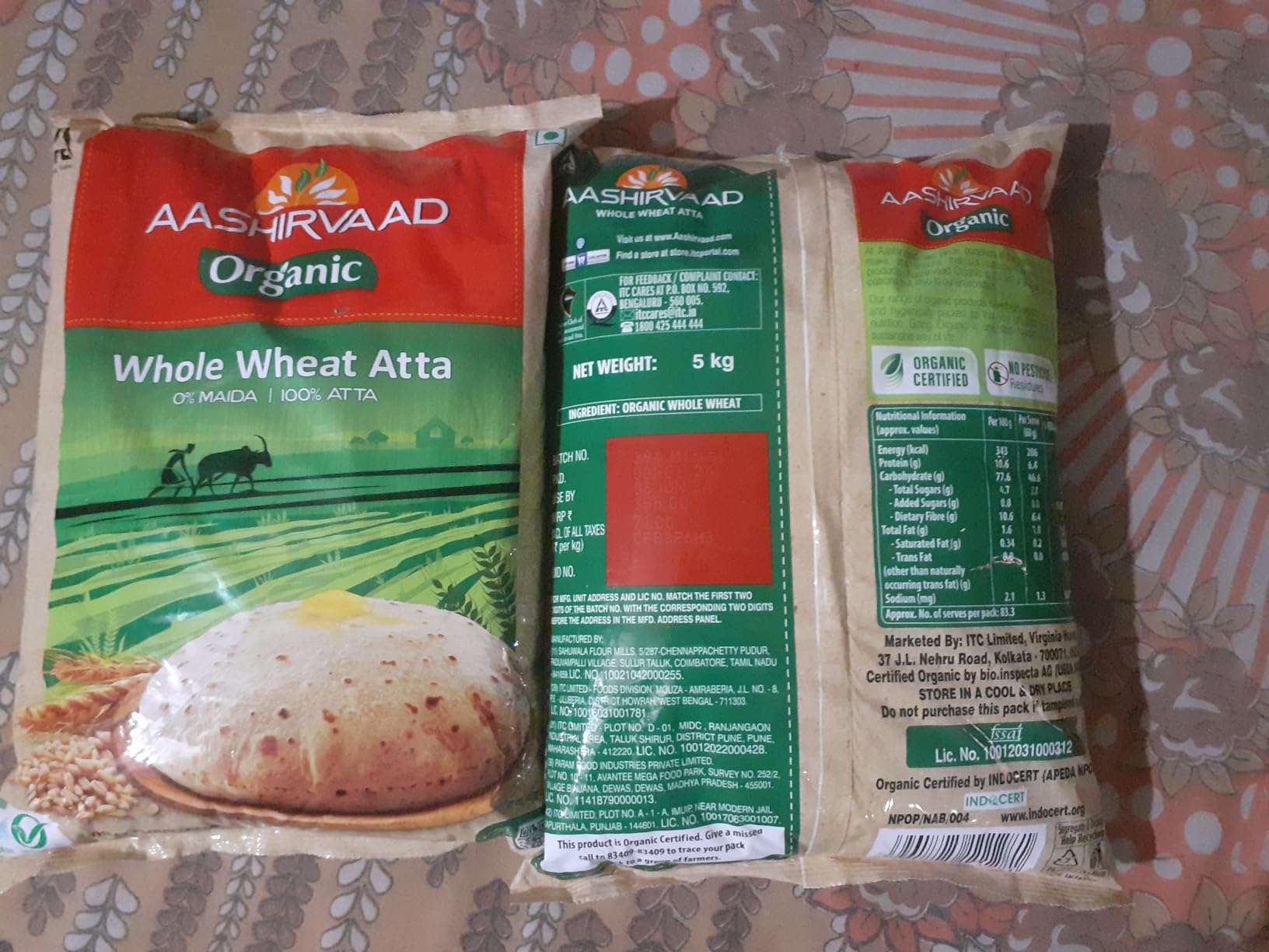 Aashirvaad Organic Atta, 5 kg, 100% Organic Whole Wheat Atta : Amazon ...