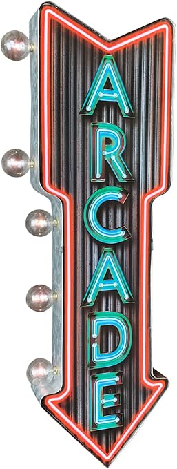 Amazon.com : Arcade Double-Sided Marquee Sign With Neon Print And LED ...
