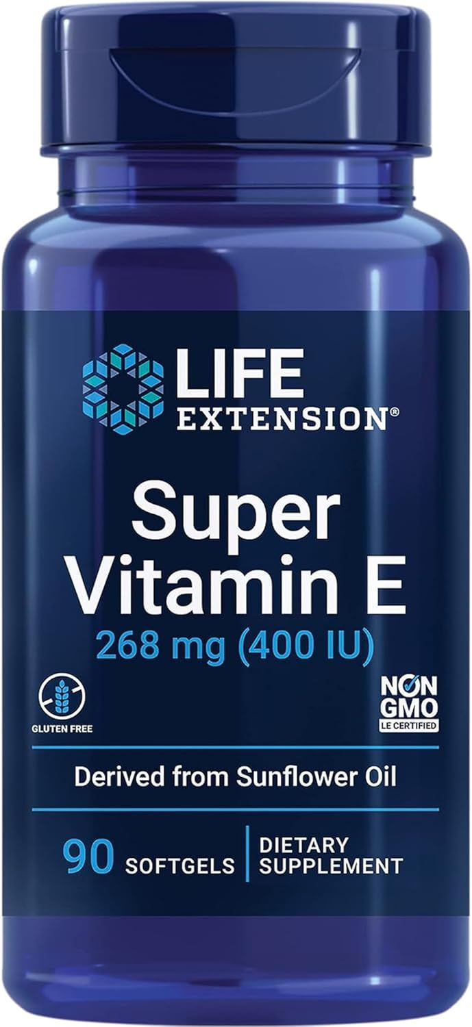Life Extension, Super Vitamin E, 268mg (400 IU), D-Alpha-Tocopherol, 60 ...