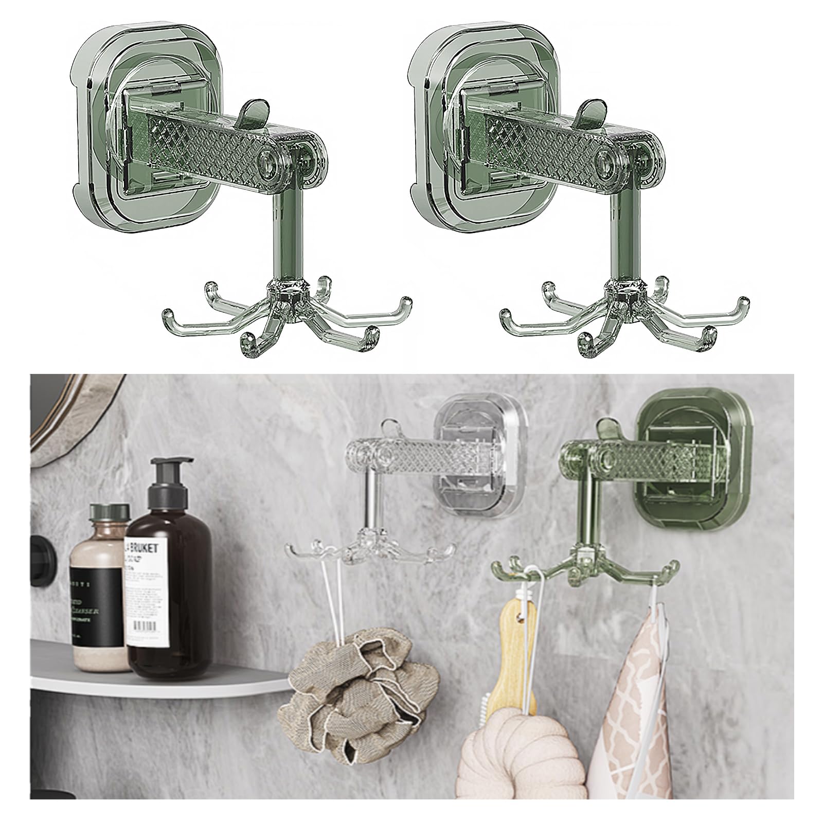 Amazon.com: SZSUYAD 2pcs 360 °Rotation Hook, Self-Adhesive Vacuum ...