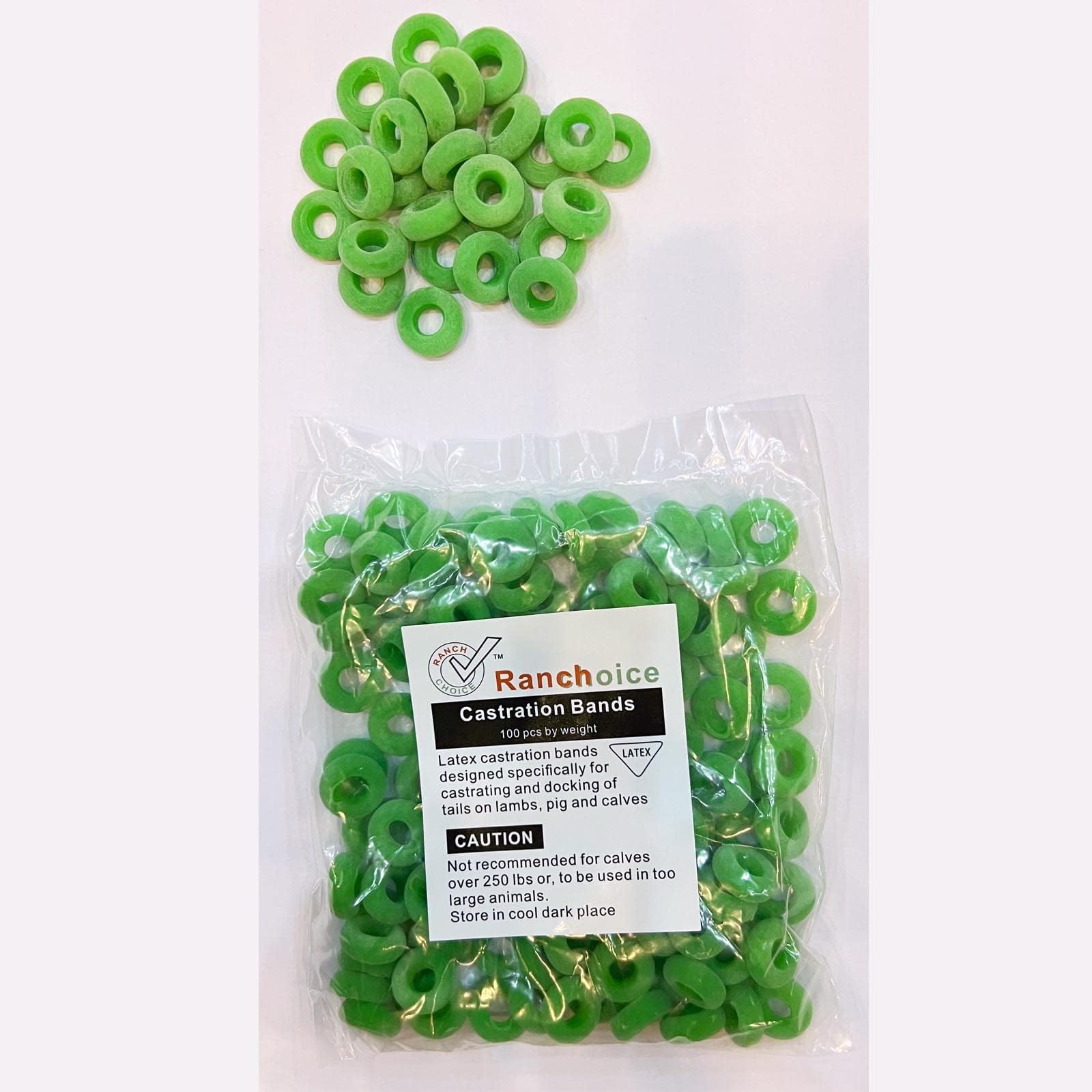Amazon.com : RANCH CHOICE Latex Castration Bands Castration Rings for Lambs (100pcs, Green ...