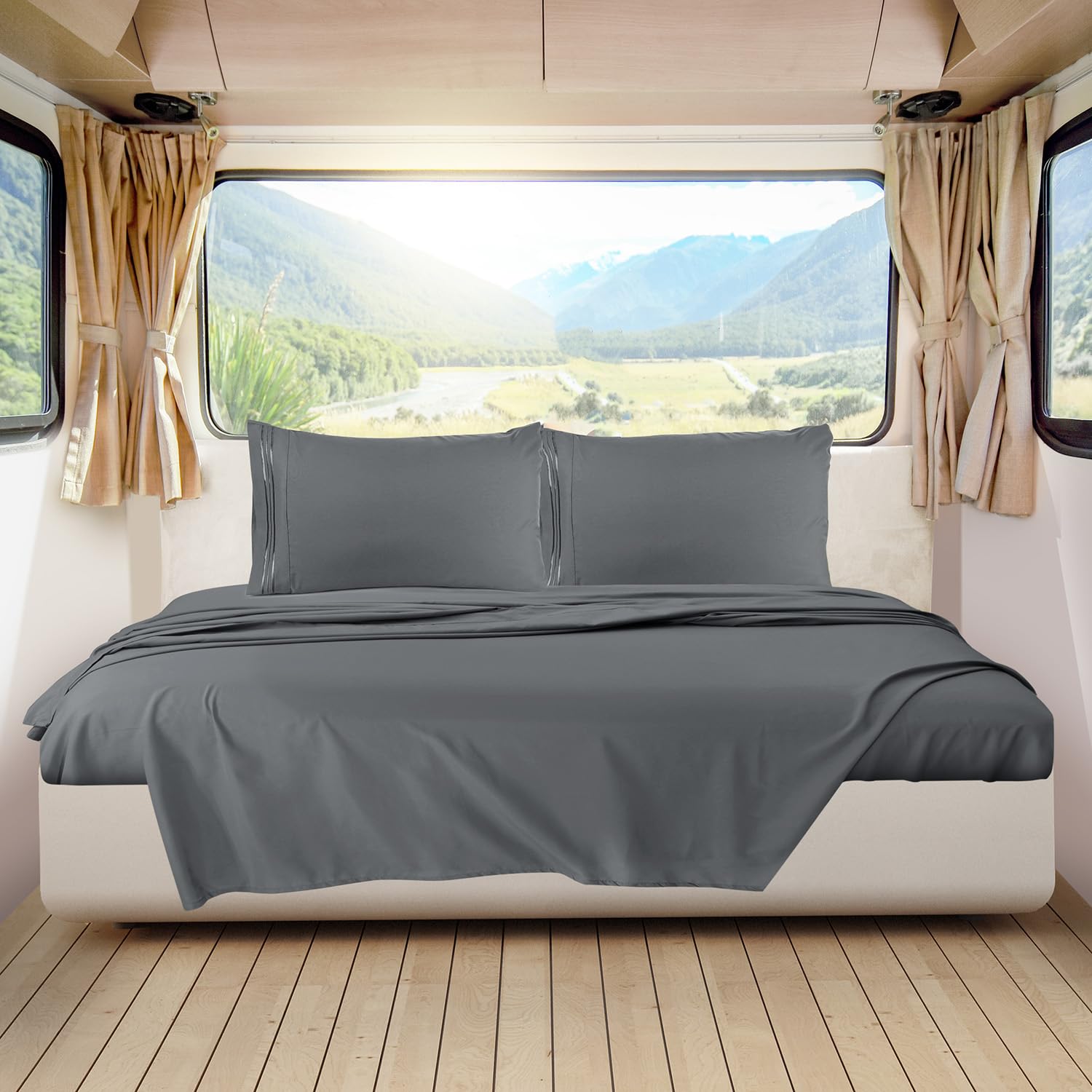 Amazon.com: Nestl Grey RV Queen Sheets – Super Soft RV Short Queen ...