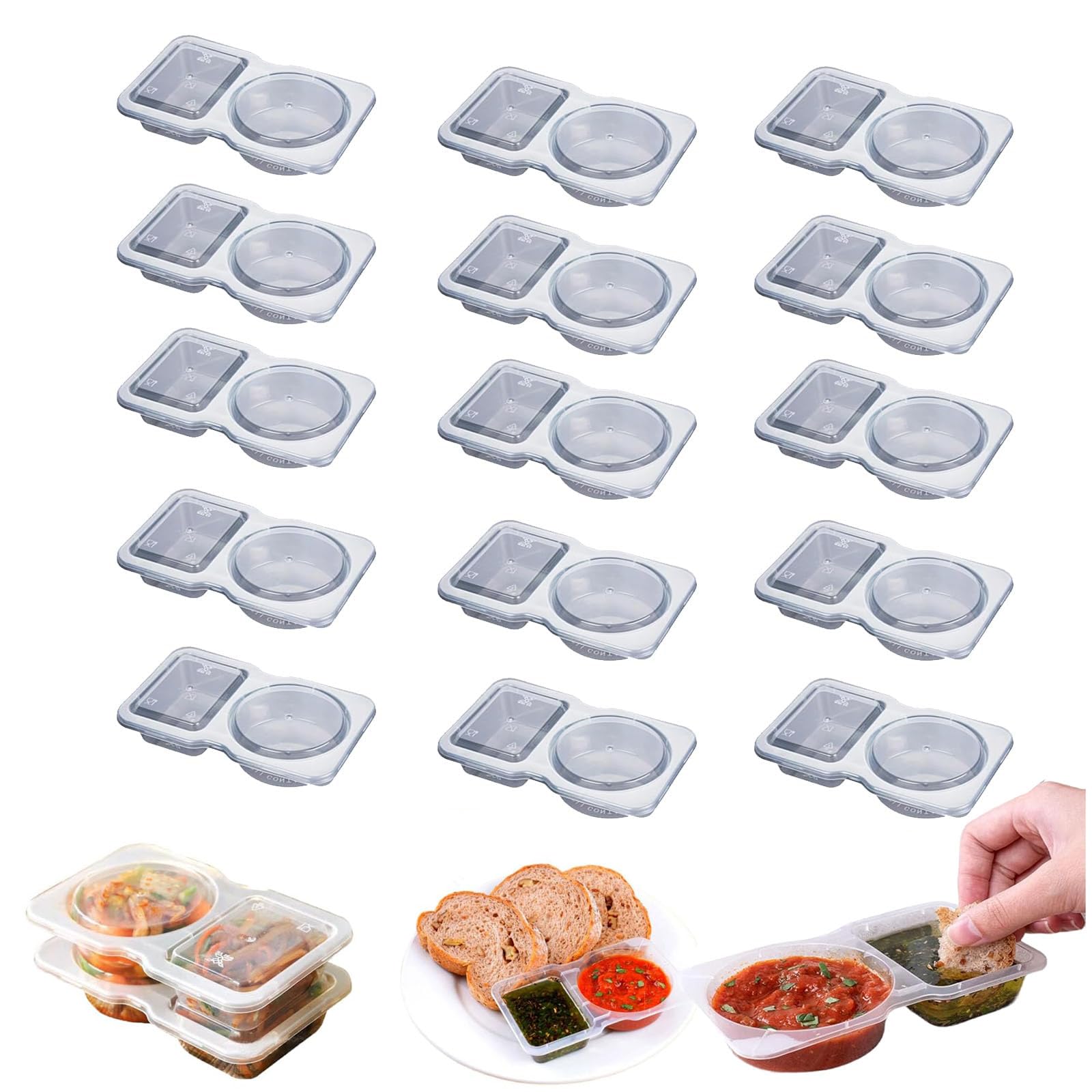 Double Compartment Condiment Container,Double Condiment Containers with ...