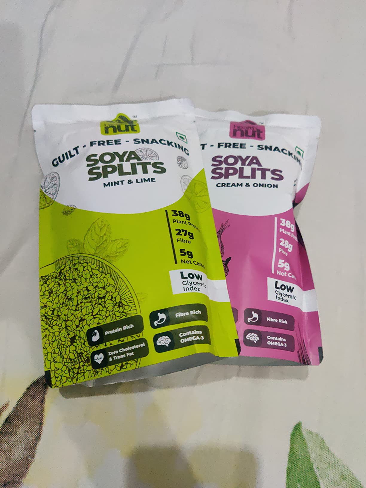 HealthNut Soya Splits Snack Packed in Cream & Onion and Mint & Lime ...