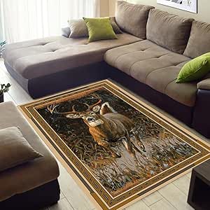 Amazon.com: Rustic Deer rug for Mountain cabins décor, Deer area rugs ...