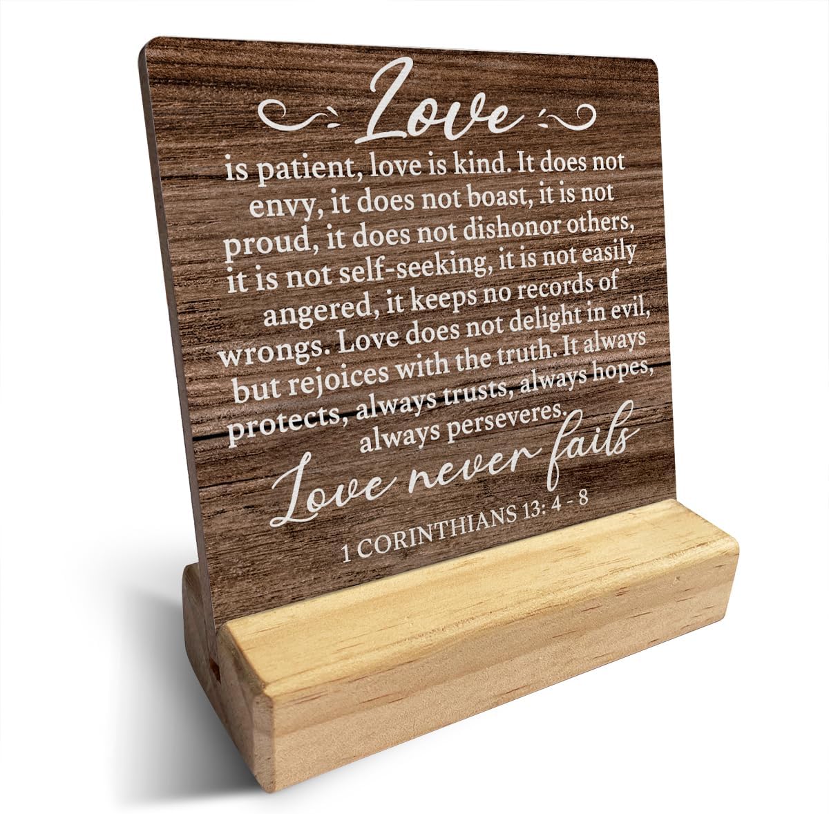 Amazon.com: Country Love is Patient Bible Verse Wooden Plaque Sign Desk ...