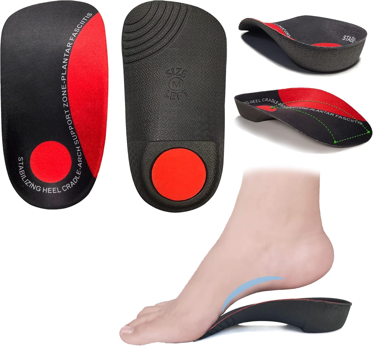 Amazon.com: ICAREWAY Plantar Fasciitis Arch Support Inserts Pro, 3/4 ...