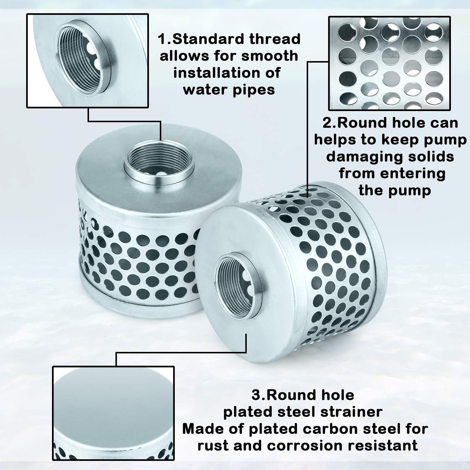 Snapklik.com : 1-1/2 Inch Round Hole Suction Strainer Filter Carbon ...