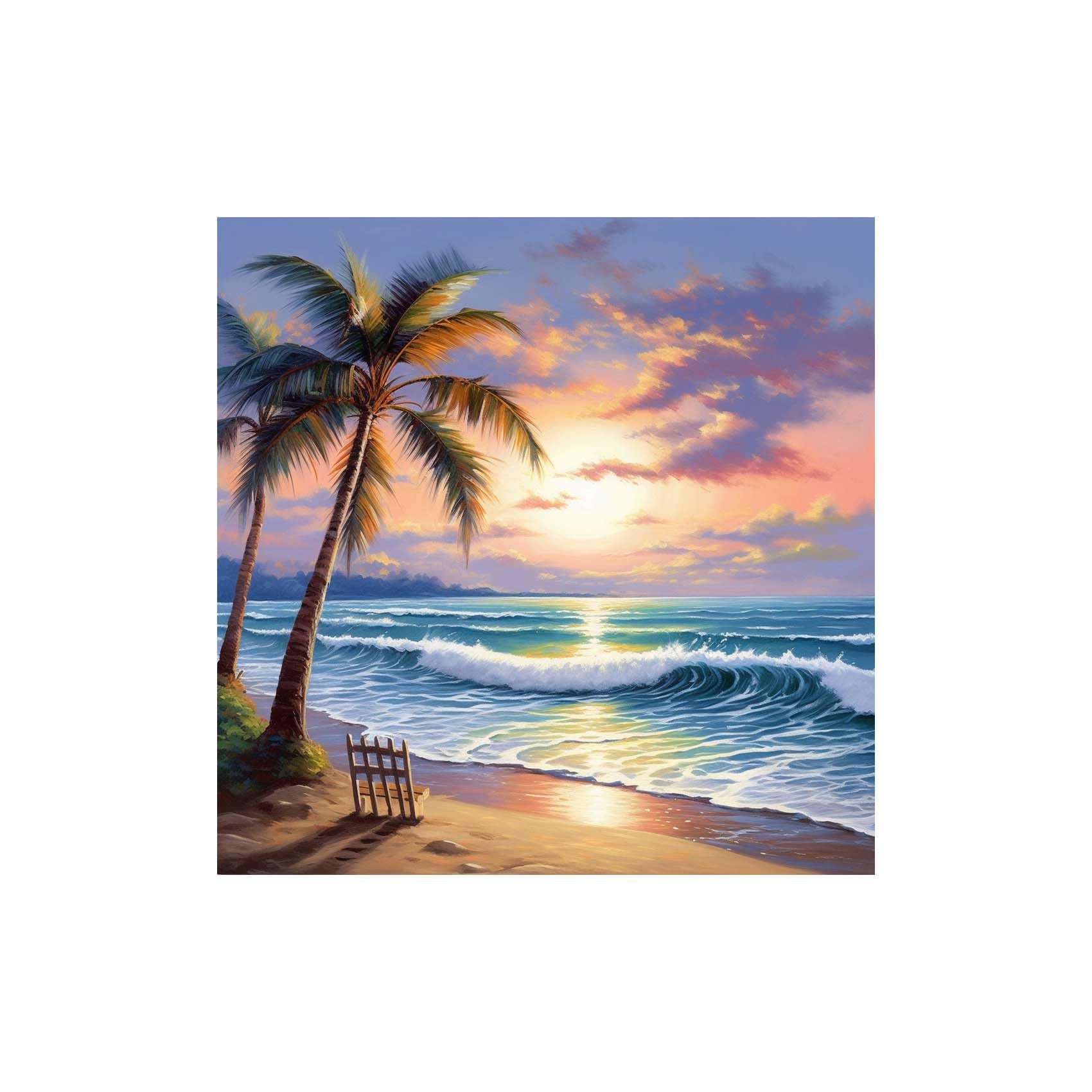 Amazon.com: eovv 5D Coconut Tree Beach Sunset Scenic Diamond Painting ...