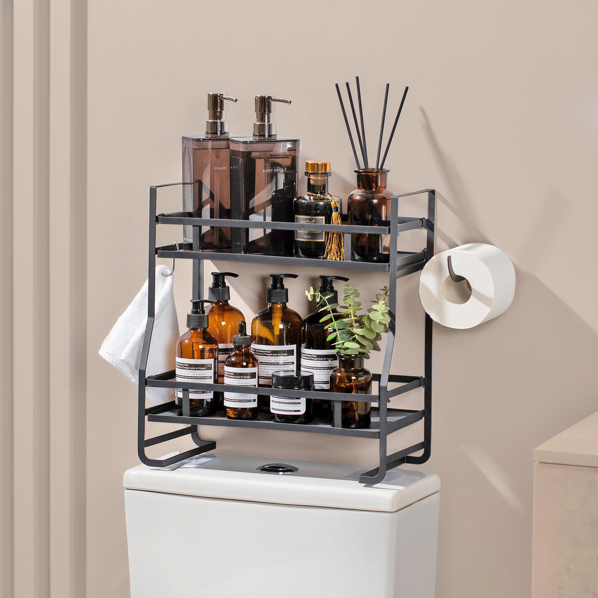 Amazon.com: Marmolux Double Over Toilet Storage Shelf - Screwless ...