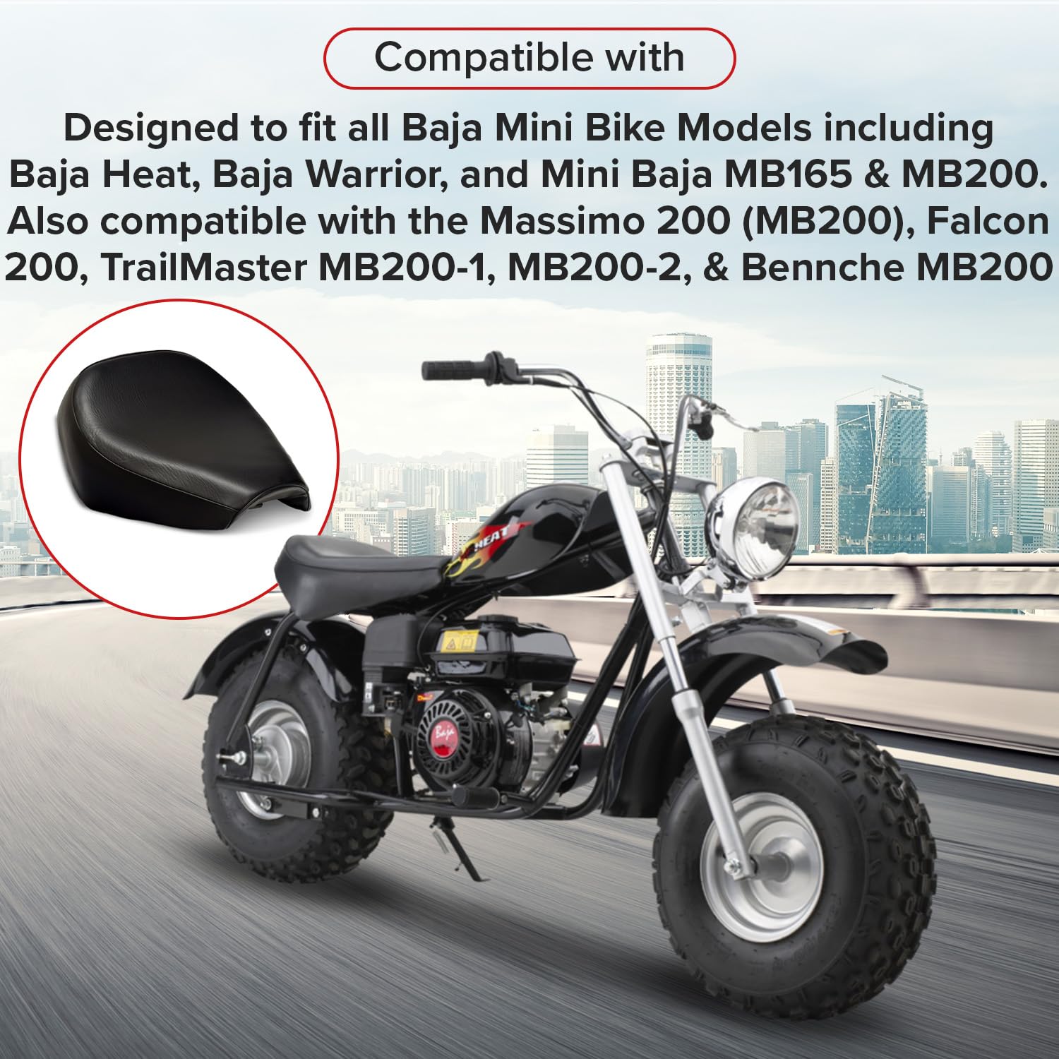 Snapklik.com : AlveyTech Black Seat For Baja Mini Bike MB165 & MB200