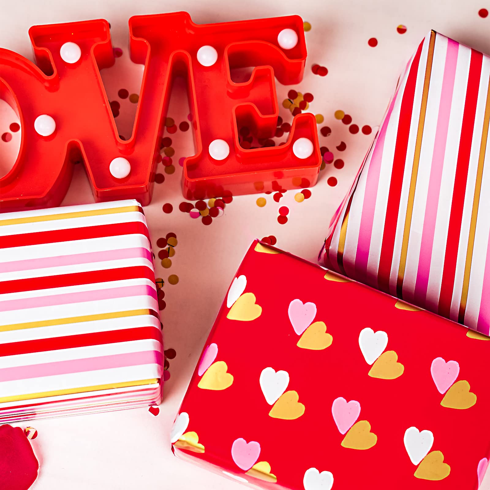 Snapklik.com : MAYPLUSS Reversible Valentines Day Wrapping Paper Roll ...