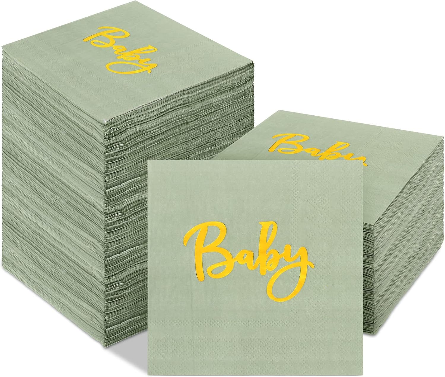 Amazon.com | Nuanchu 120 Pcs Sage Green Baby Napkins Disposable Gender ...