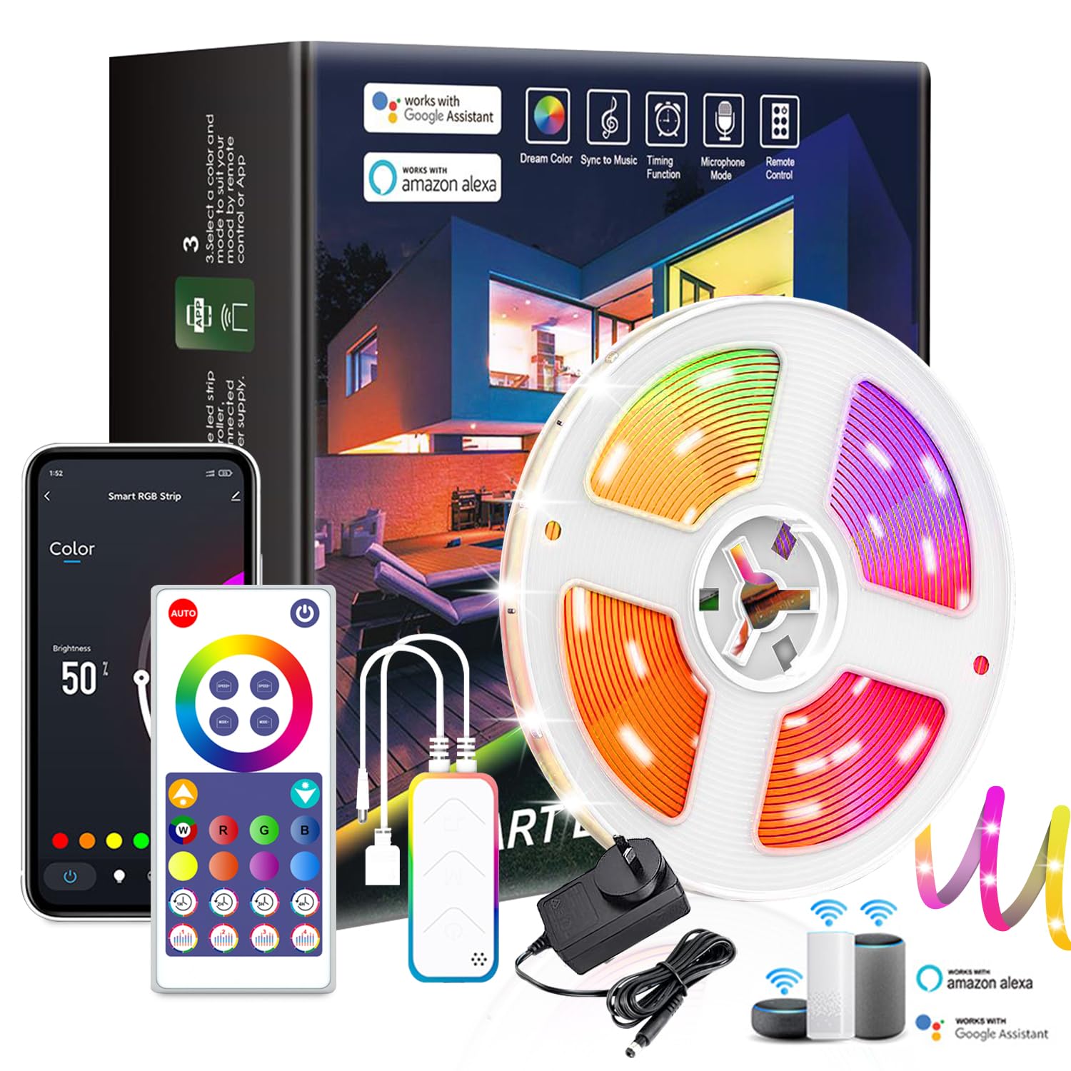 Necomi WiFi LED Strip Lights, 5M RGBIC Smart RGB Light Strips ...