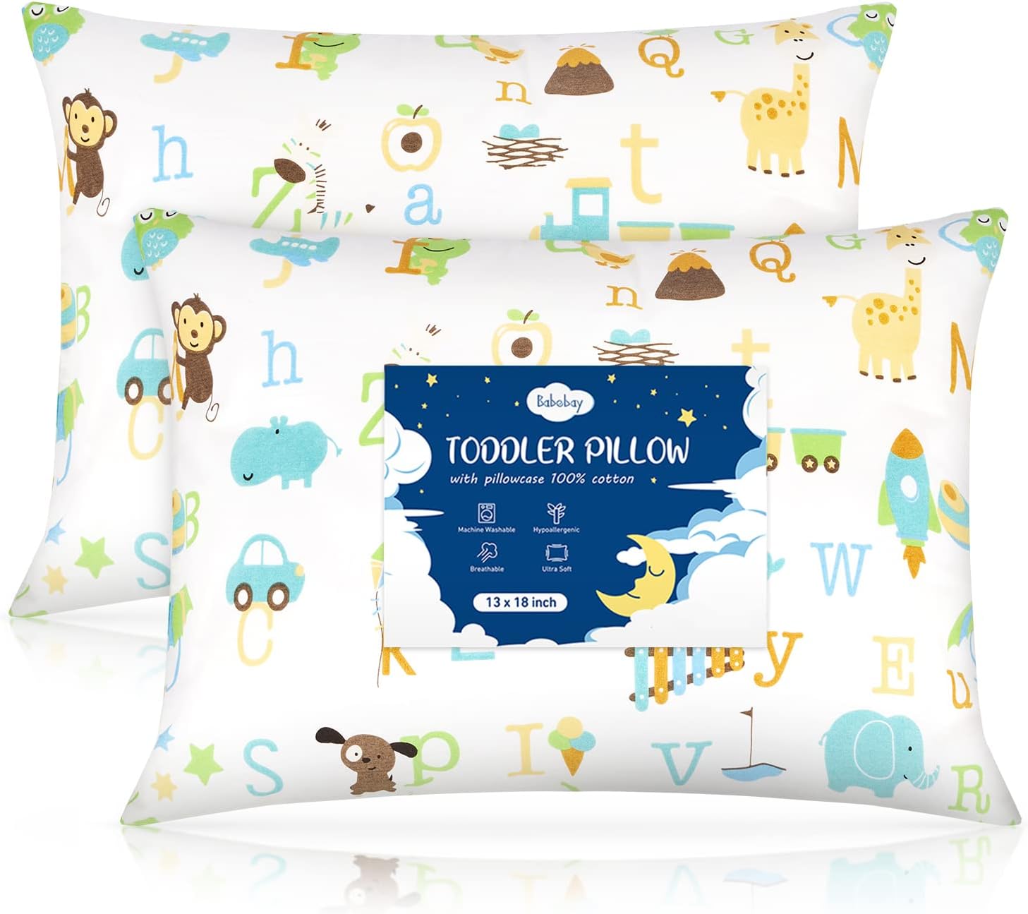 Amazon.com: Memory Foam Toddler Pillow for Kids – 2x Cute Pillowcases ...