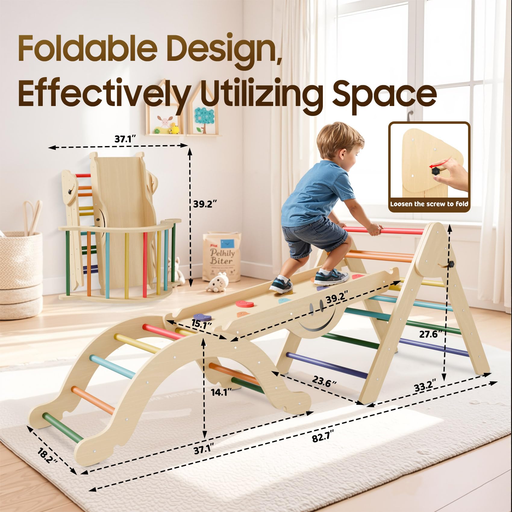 Snapklik.com : BIERUM Pikler Triangle Set - 8 In 1 Toddler Climbing ...