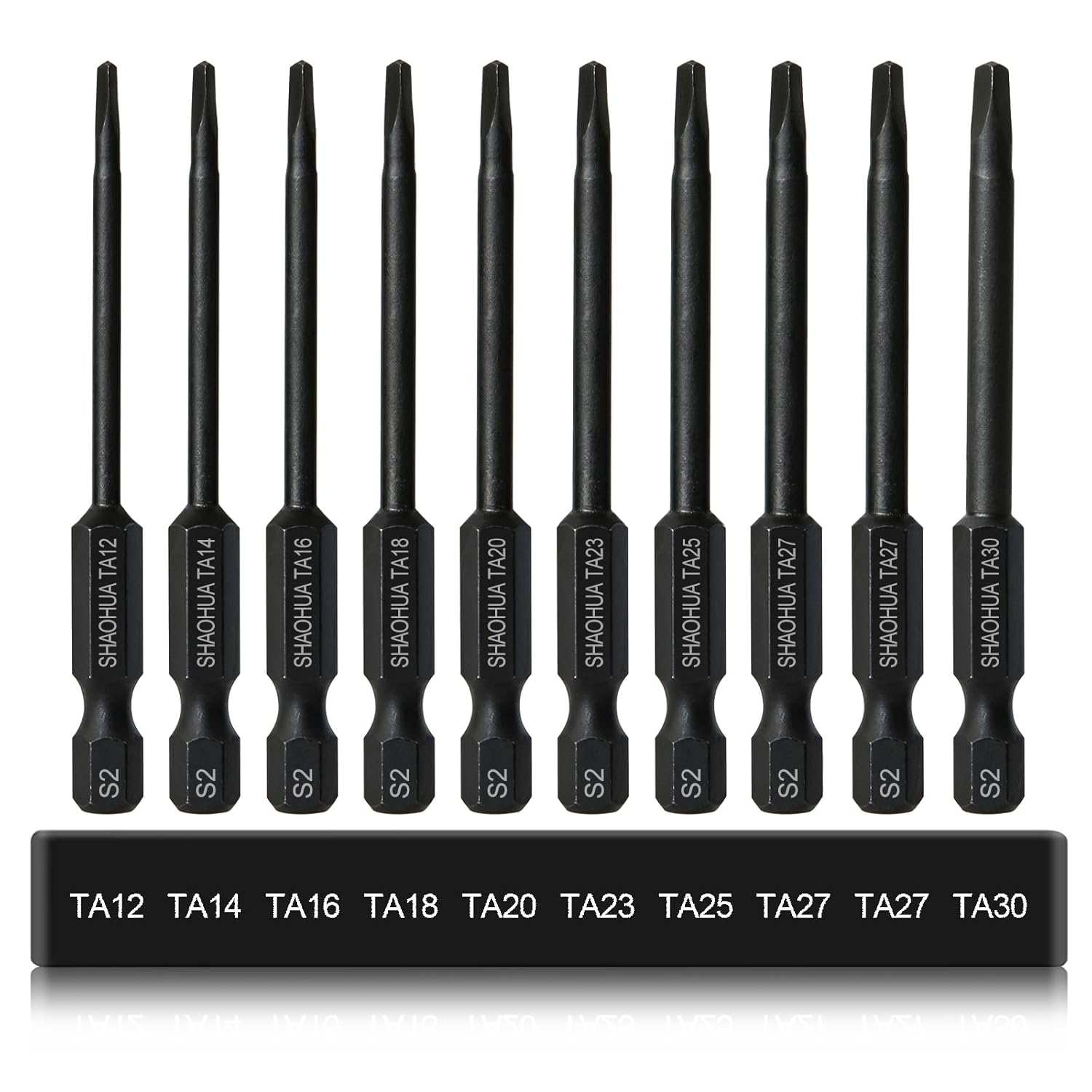 S2 Steel Triangle Drill Bit Set - 10 Pcs, Sizes TA12 to TA30, 1/4'' Hex ...