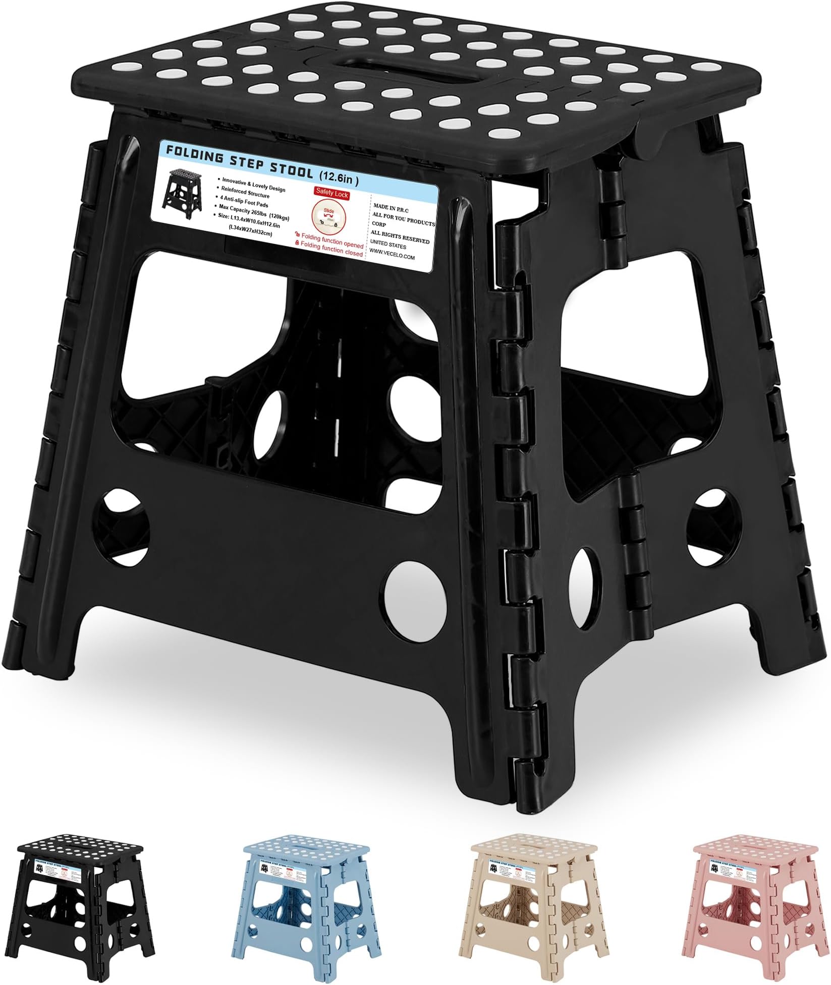 Amazon.com: VECELO Folding Step Stool 13 Inch, Non-Slip Surface Portabl ...
