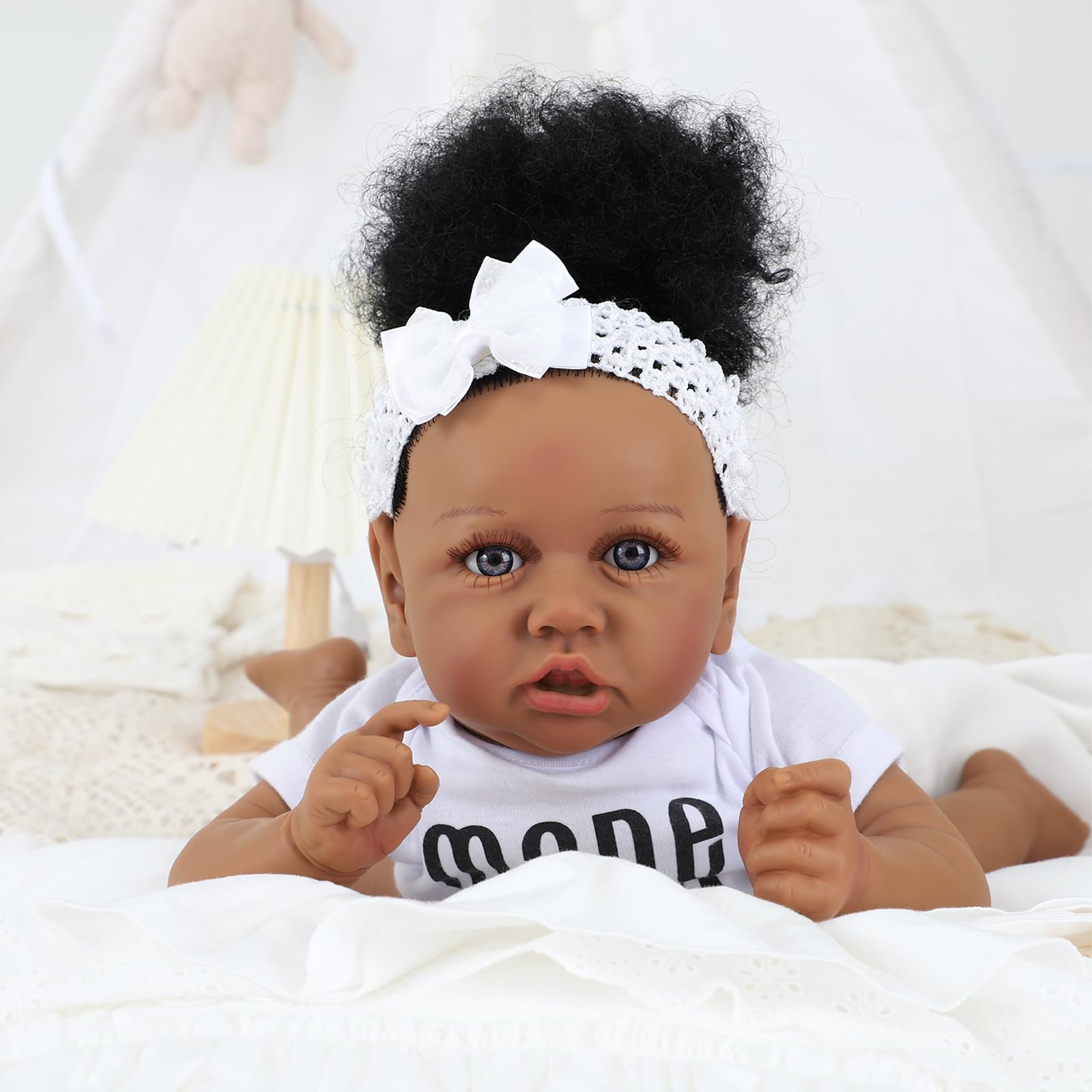 Amazon.com: EIKIVAU Reborn Baby Dolls Black - 22 Inch Lifelike Soft ...