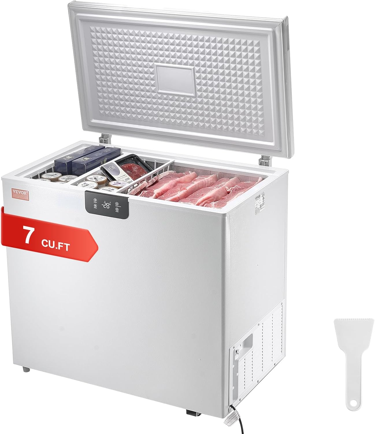 VEVOR Chest Freezer, 7 Cu.ft / 198 L Compact Deep Freezer, Free ...