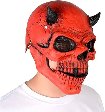Amazon.com: CrosCentury Halloween Red Skeleton Mask Movable Mouth Skull ...