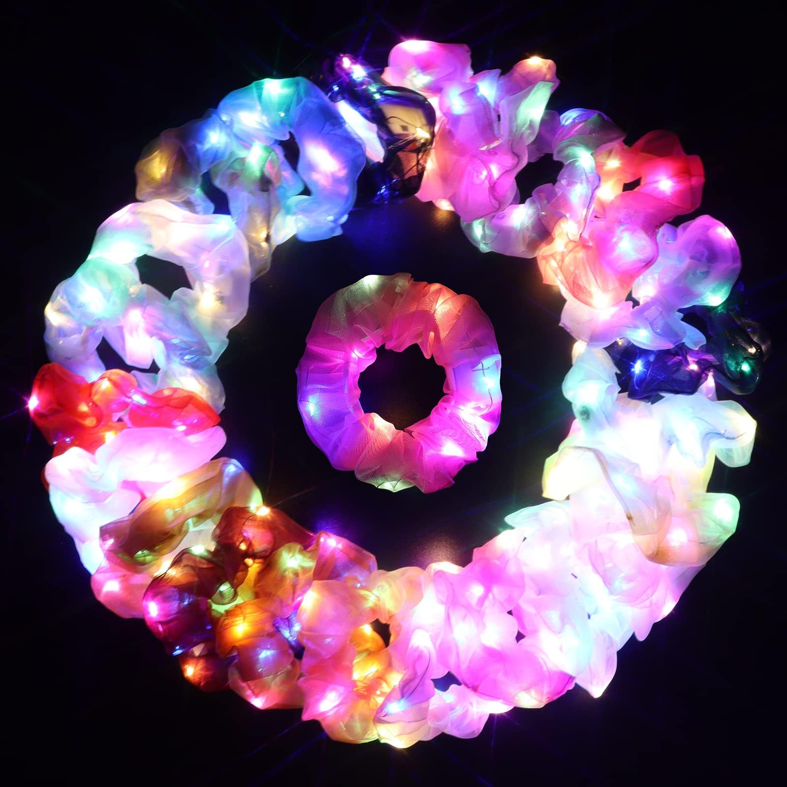 Amazon.com : 40PCS LED Scrunchies, Light up Hair Scrunchy, Women Girls ...