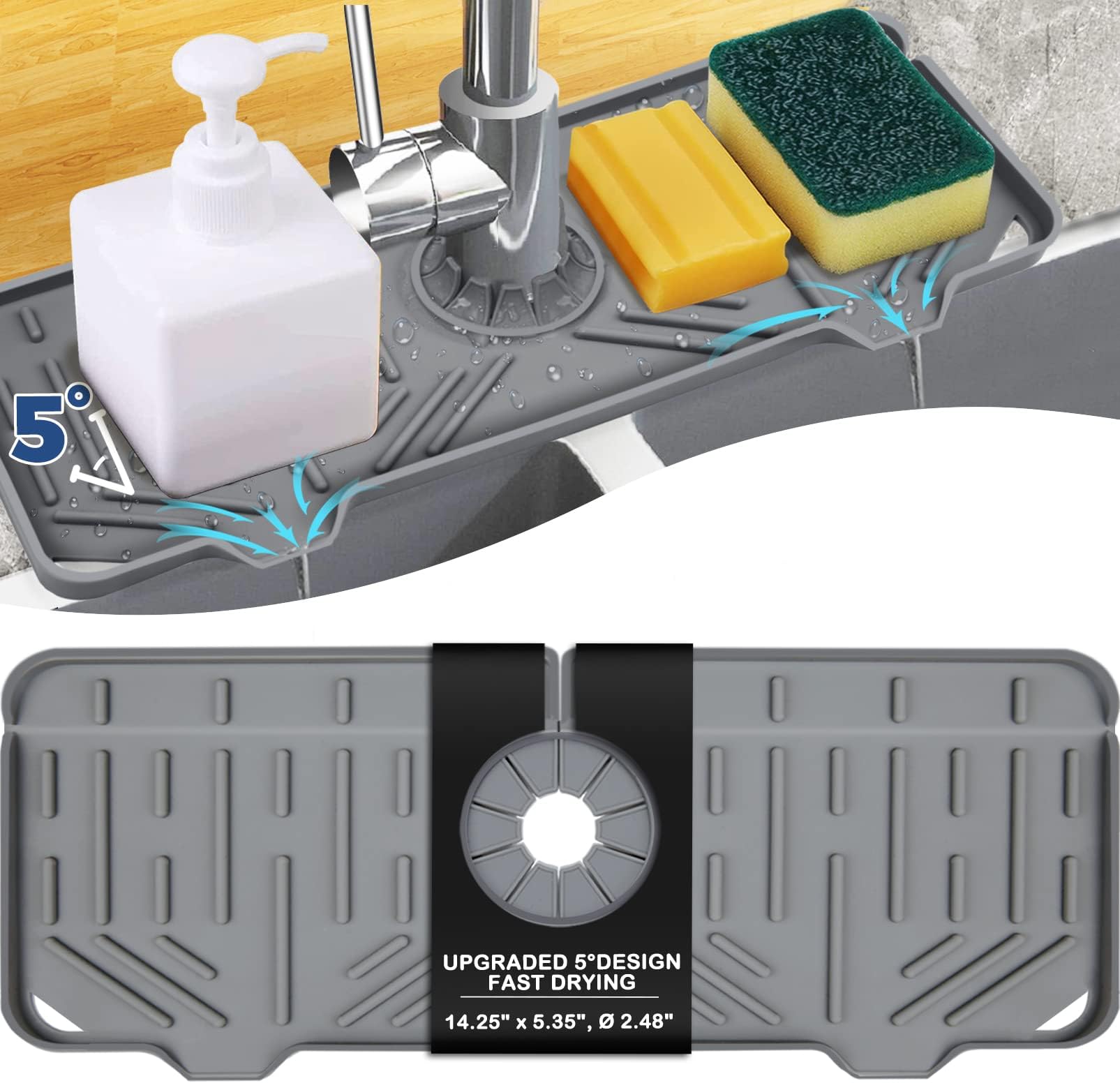 Amazon.com: Silicone Faucet Handle Drip Catcher Tray Mat, Silicone ...