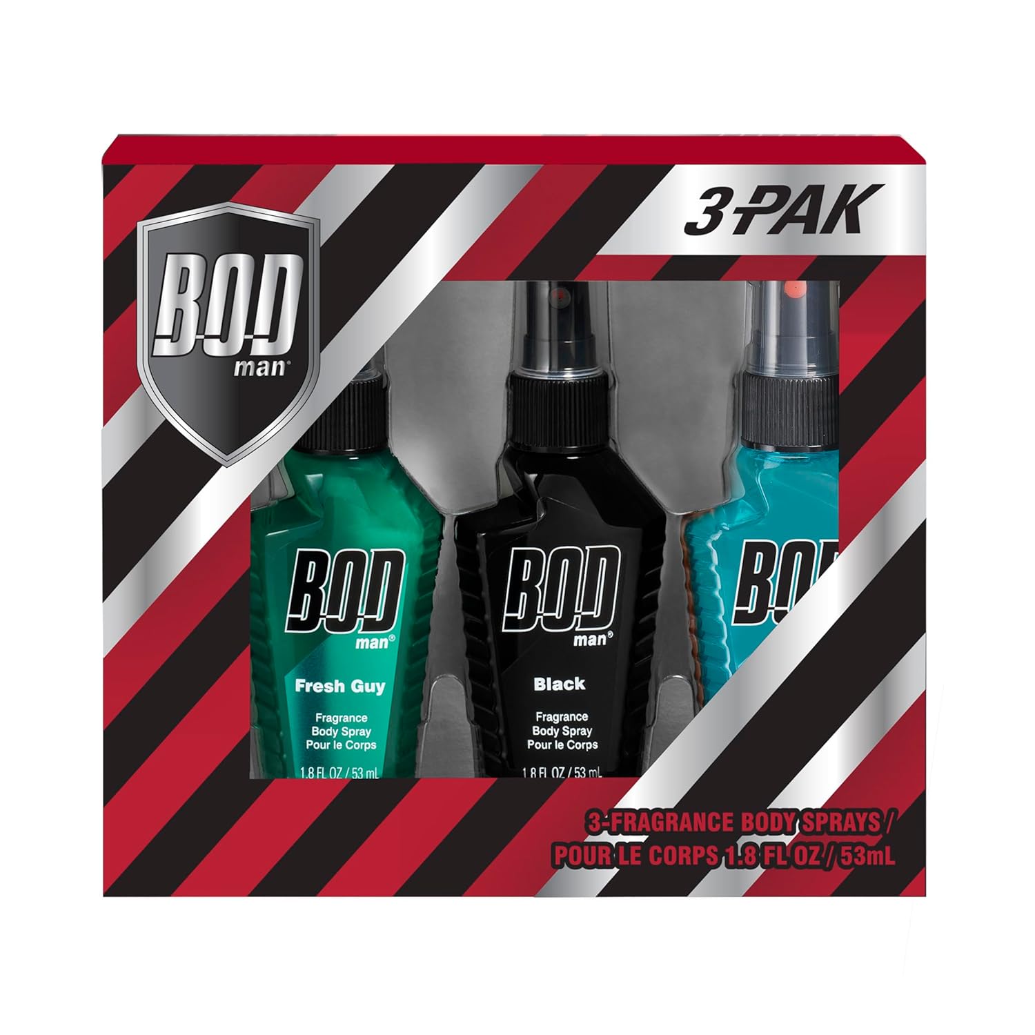 Amazon.com: BOD Man Body Spray Gift Set, Black, Fresh Guy, Blue Surf, 3 ...