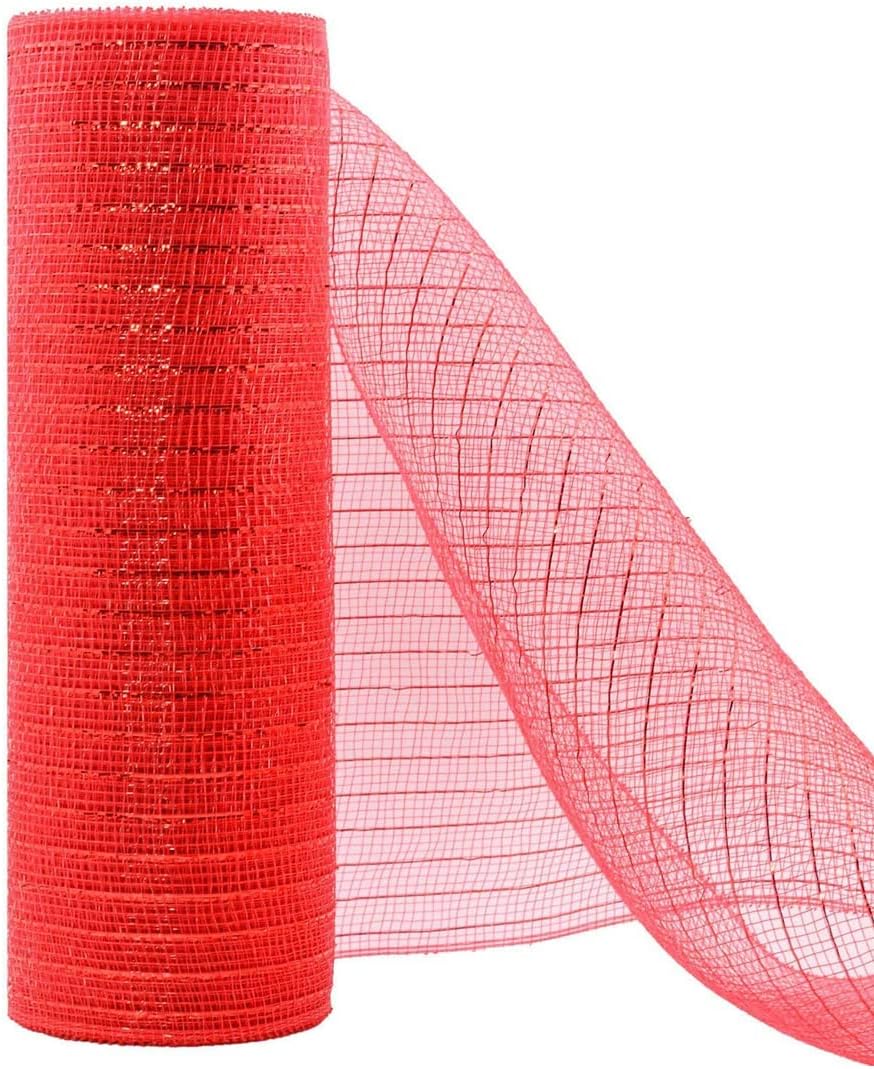 Amazon.com: Poly Mesh Ribbon Deco 10 inch x 30 feet, Metallic Foil Mesh ...