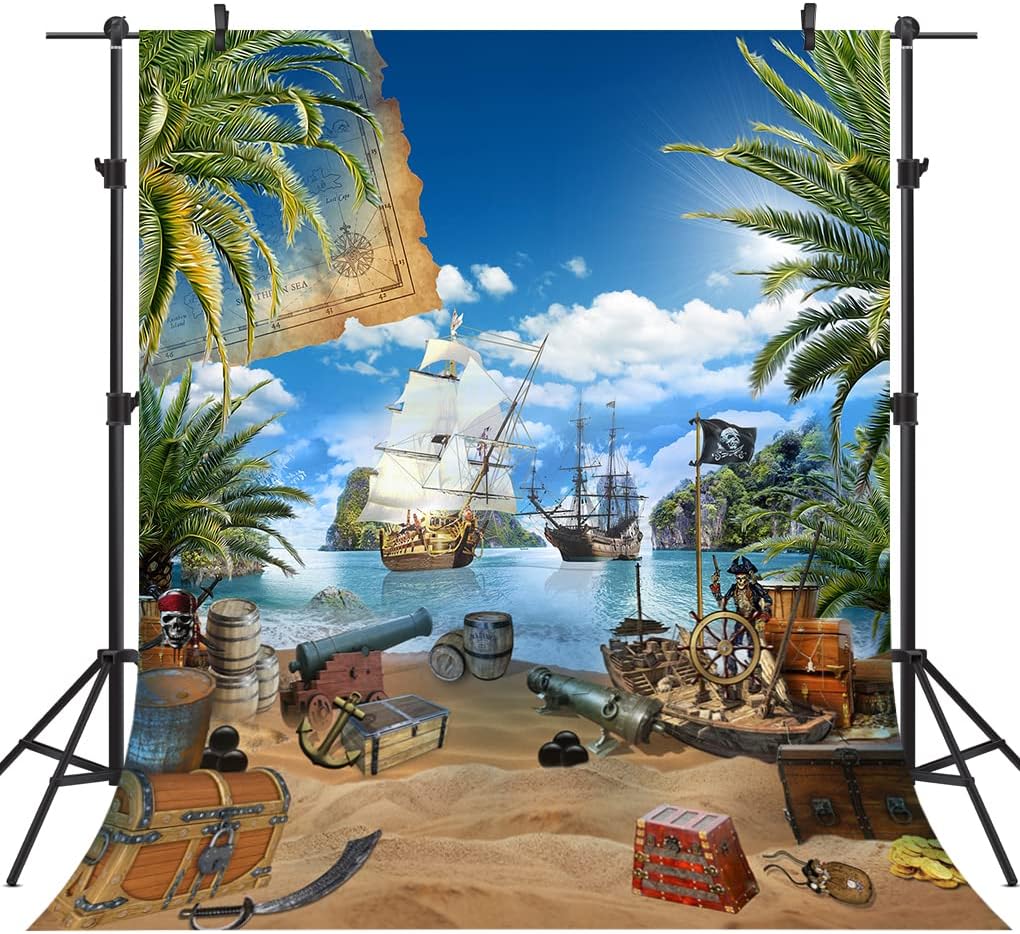 Amazon.com : Pirate Party Backdrop for Photography Pirate Ship Nautical ...
