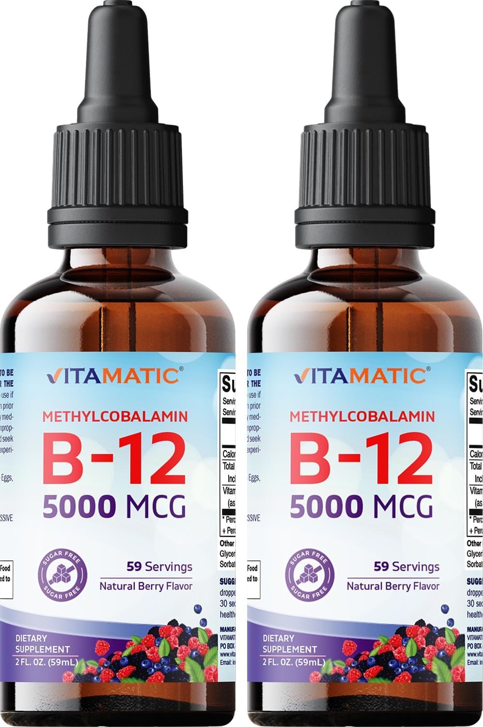 Amazon.com: Vitamatic 2 Packs Fast Acting Liquid Vitamin B12 5000 mcg ...